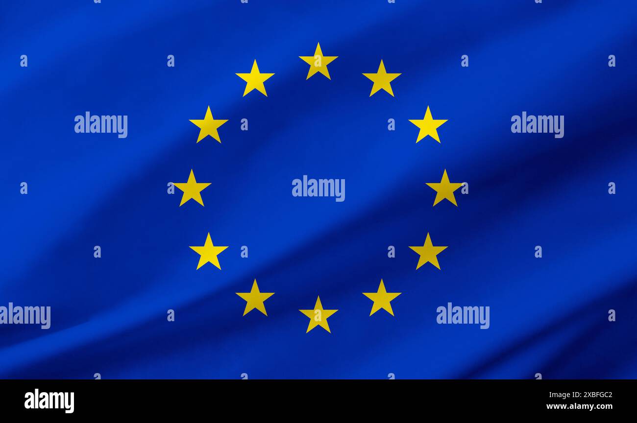 General image of flag of the European Union made of fabric with waves ...