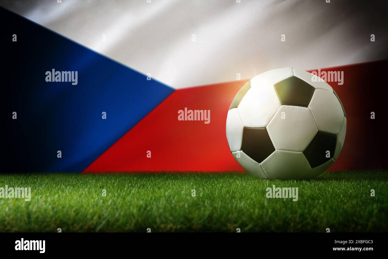 Czech Republic national team composition with classic ball on grass and ...