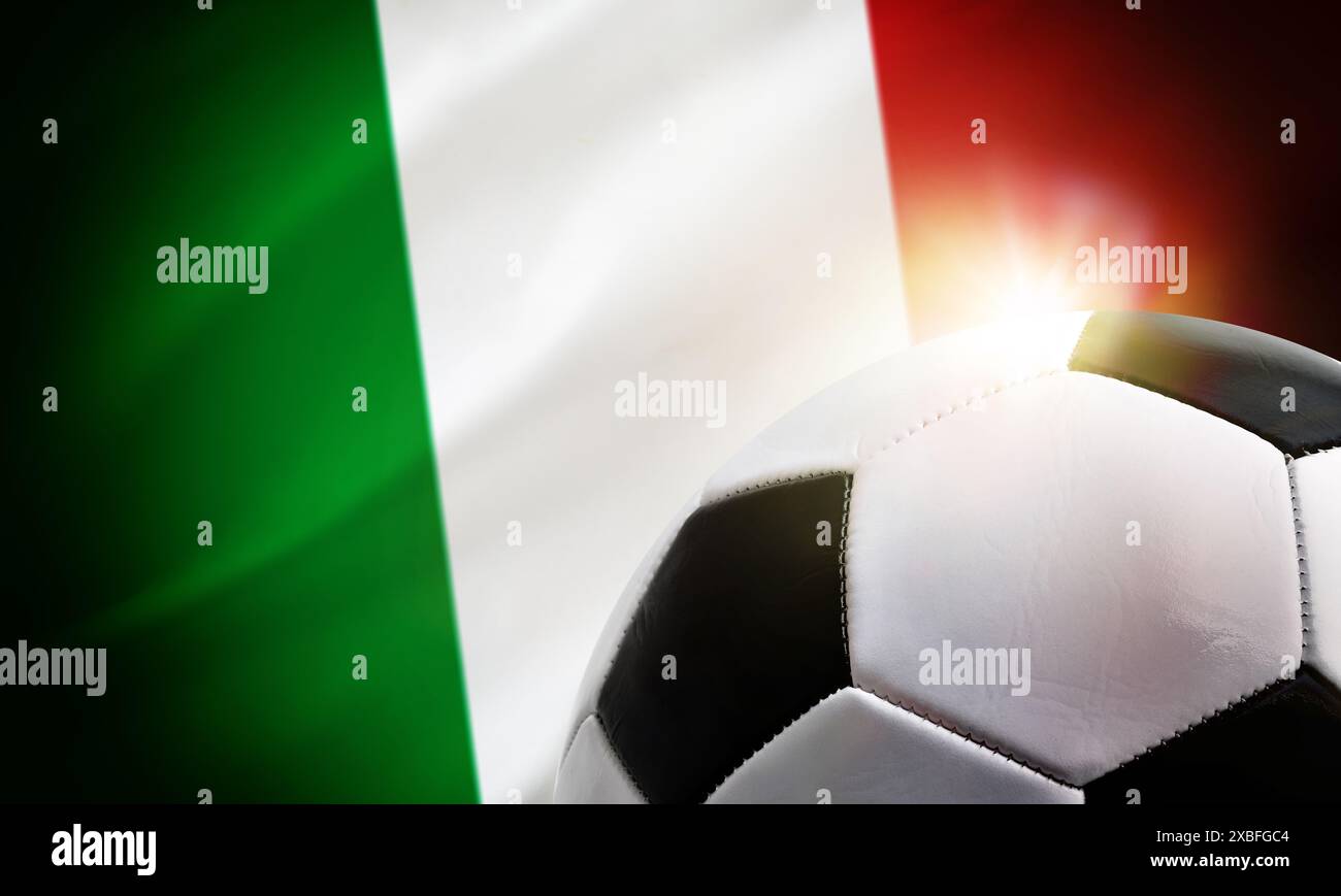 Italy soccer background with ball and the country's flag in the ...