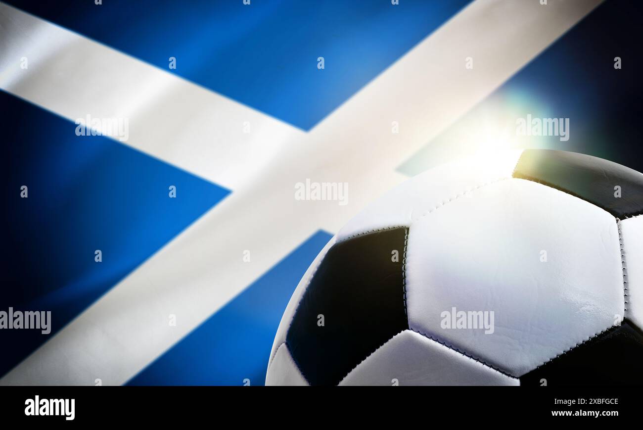 Scotland soccer background with ball and the country's flag in the ...