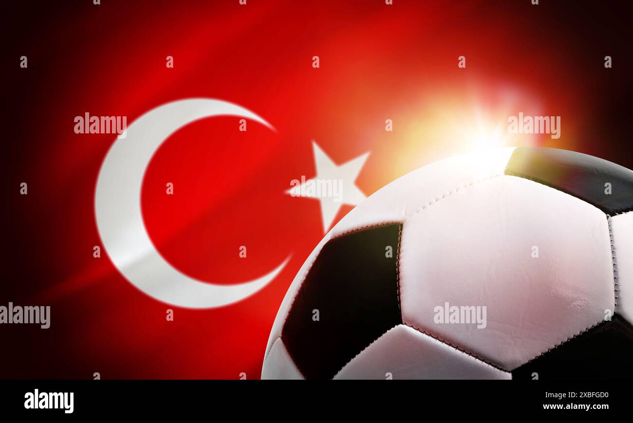 Turkey soccer background with ball and the country's flag in the ...