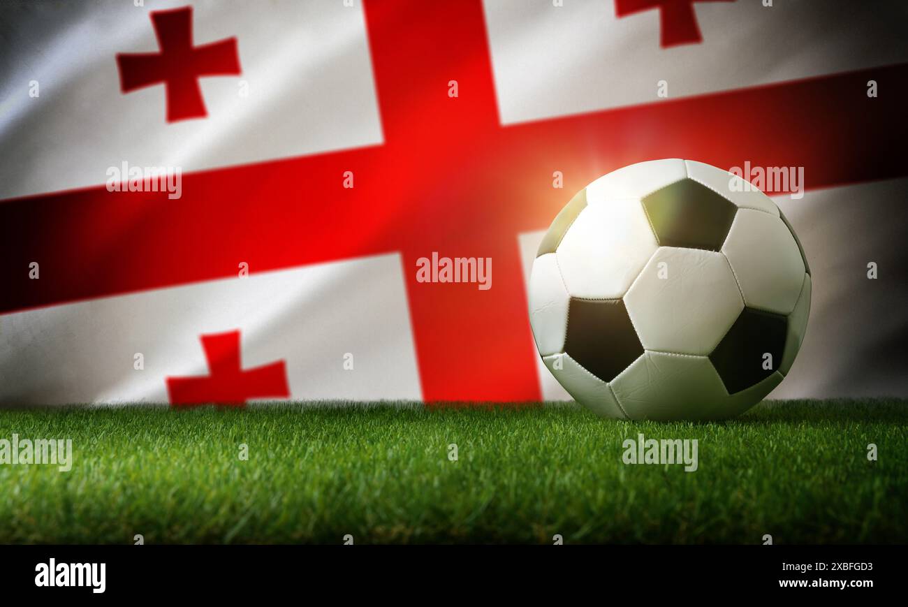 Georgia national team composition with classic ball on grass and flag ...