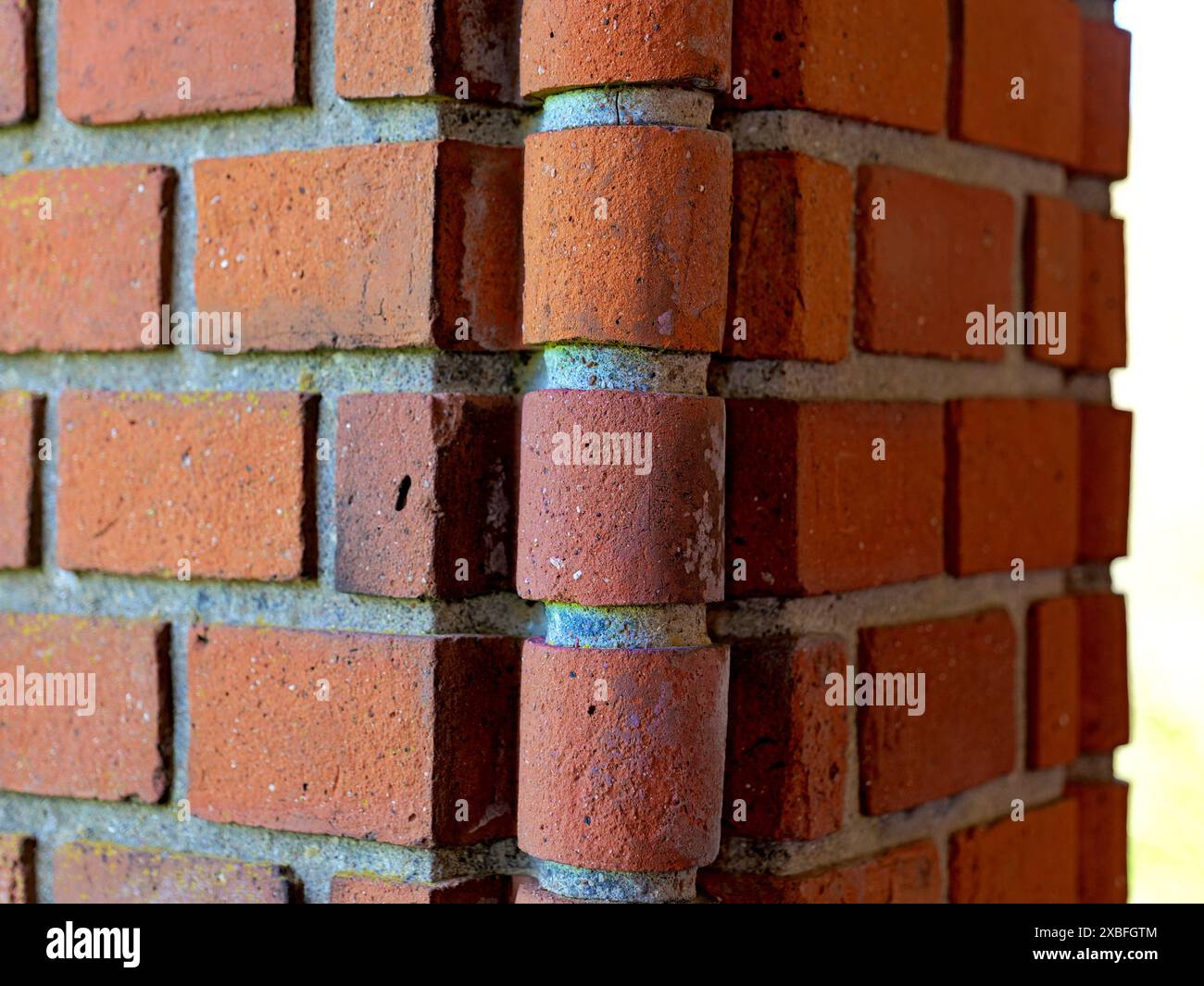 Characteristic brick masonry surfaces are ancient yet restored, a ...