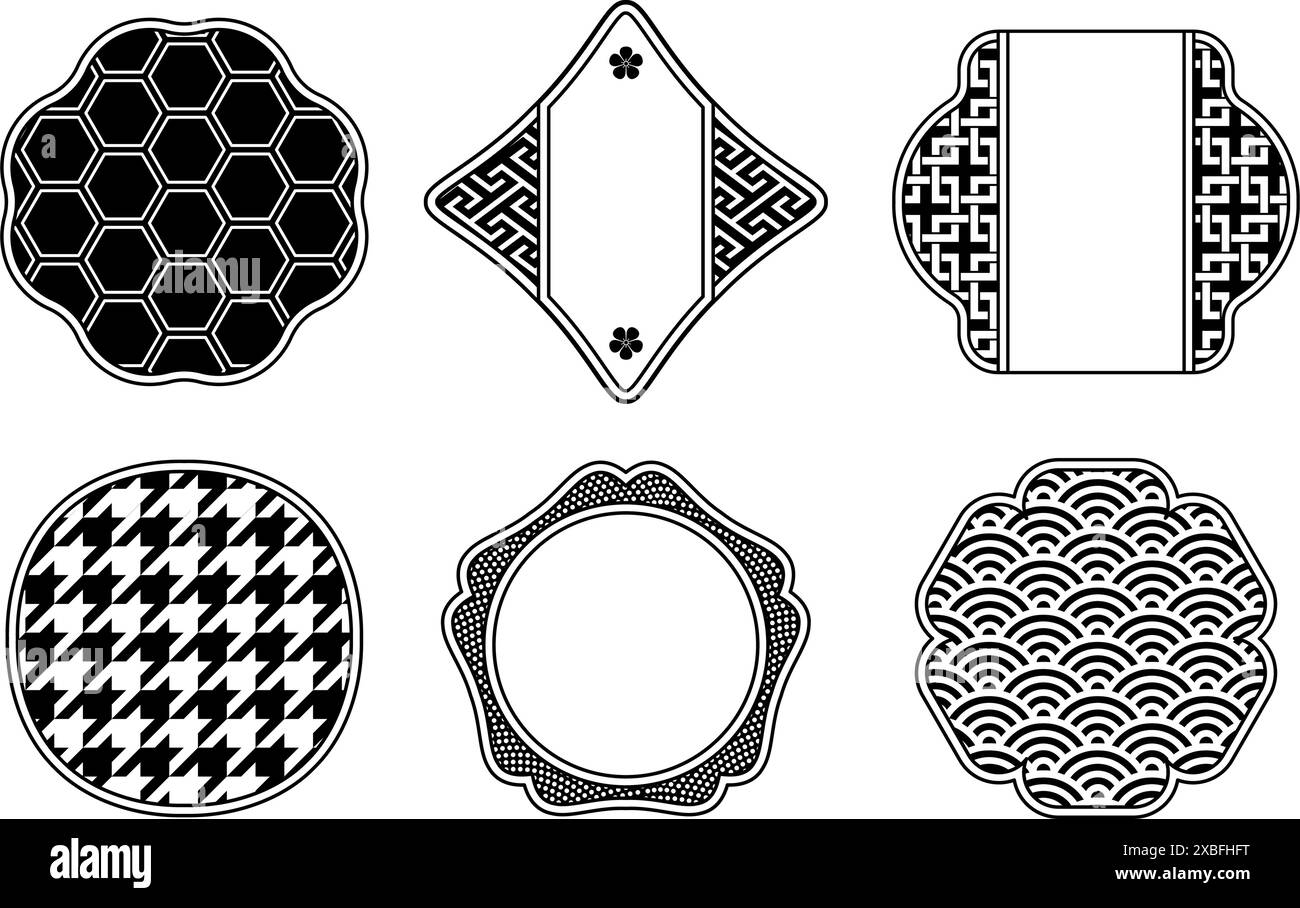 A label set with a Japanese retro vintage design.Transparent background ...