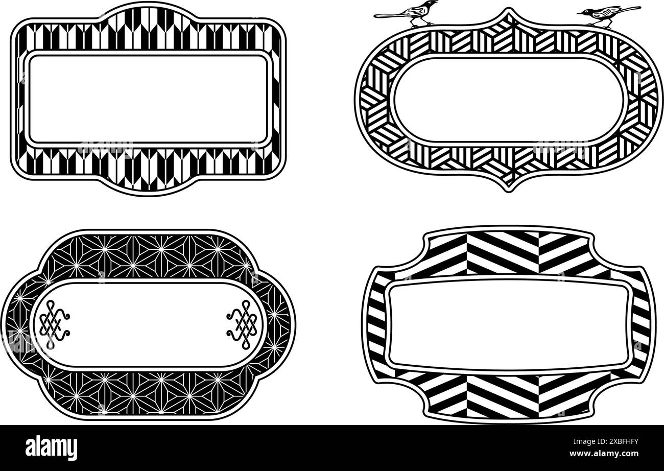 A label set with a Japanese retro vintage design.Transparent background ...