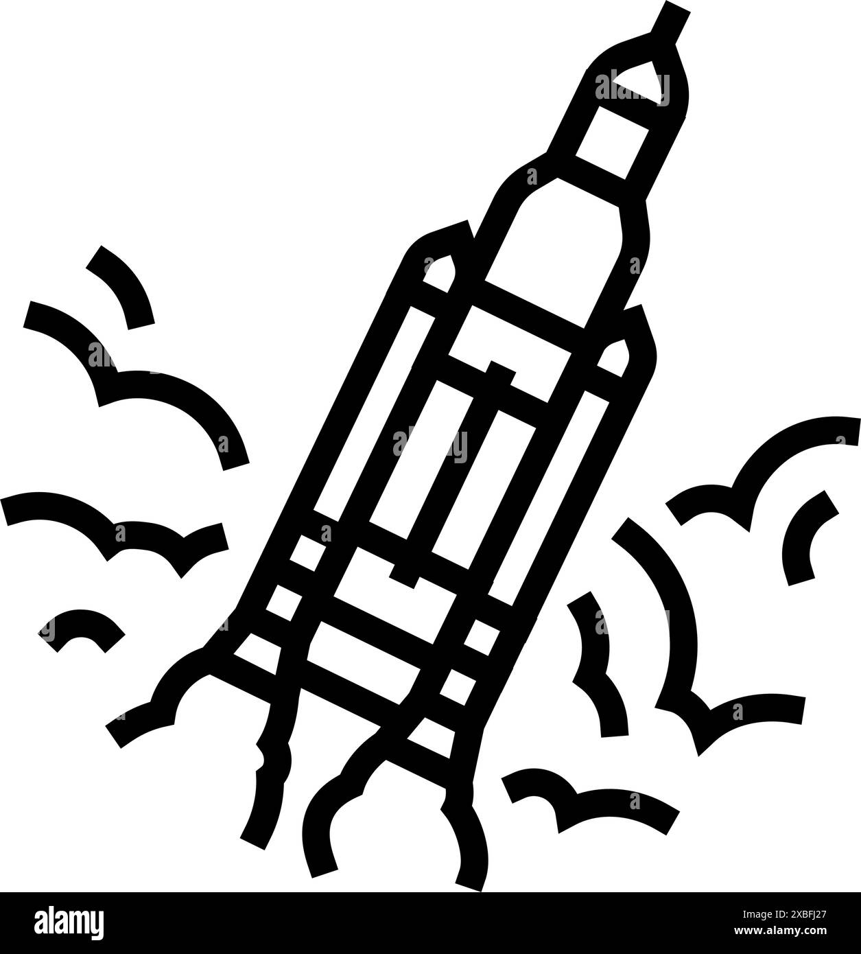 rocket ship progress line icon vector illustration Stock Vector Image ...