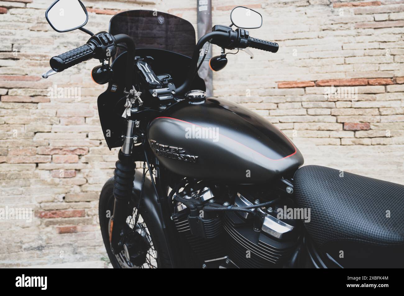 Italy, 09 June 2024: motorcycles of the legendary Harley Davidson brand ...