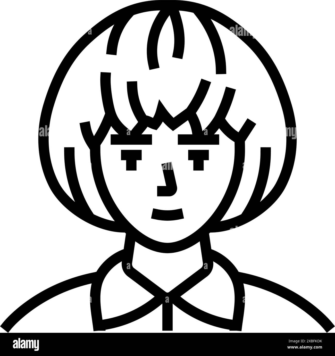 avatar japan school girl line icon vector illustration Stock Vector ...