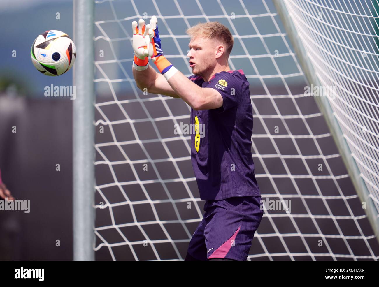 England goalkeeper Aaron Ramsdale during a training session at the Spa ...