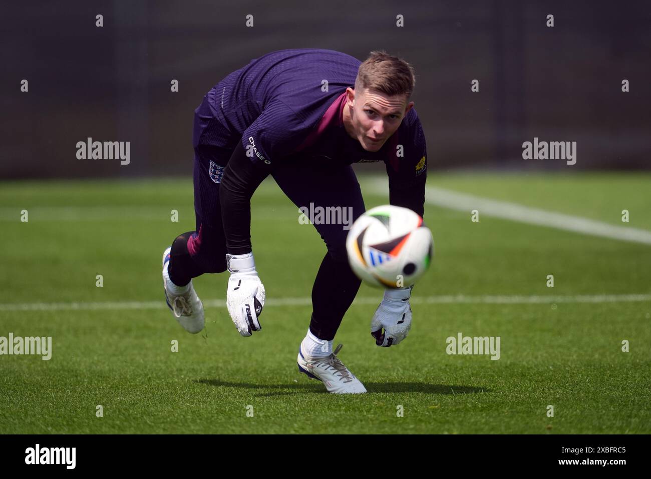 England goalkeeper Dean Henderson during a training session at the Spa ...