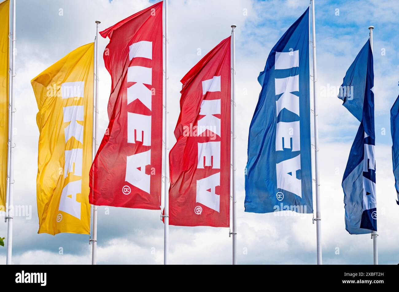 IKEA (Ingvar Kamprad Elmtaryd Agunnaryd) sign hanging on the store ...