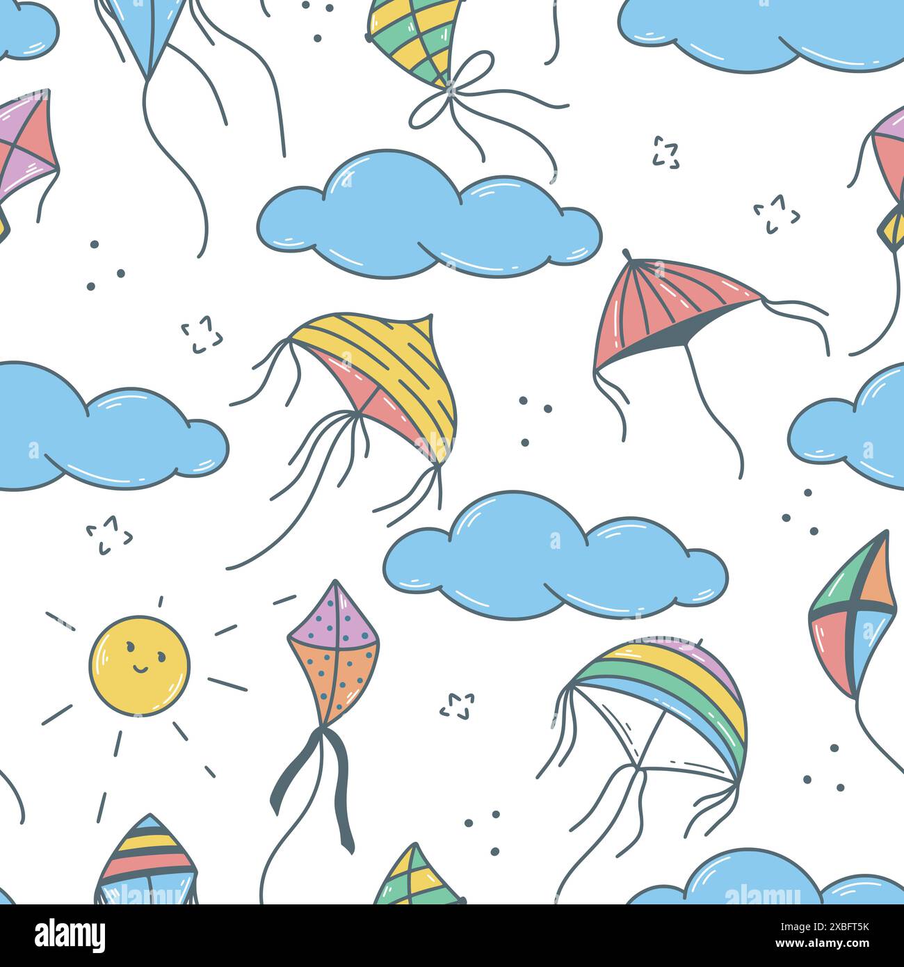 Kites in sky background Stock Vector Images - Alamy