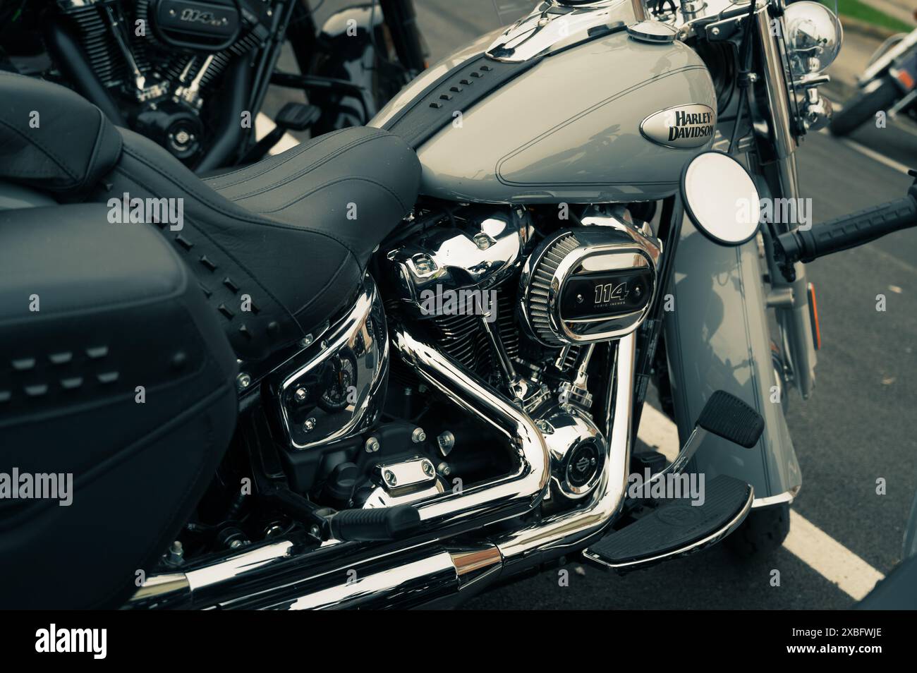 Italy, 09 June 2024: motorcycles of the legendary Harley Davidson brand ...