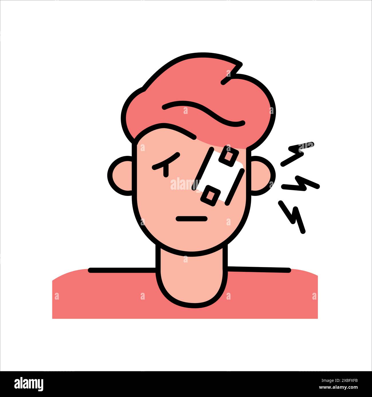 Eye injuries line color icon. Household injuries sign for web page ...