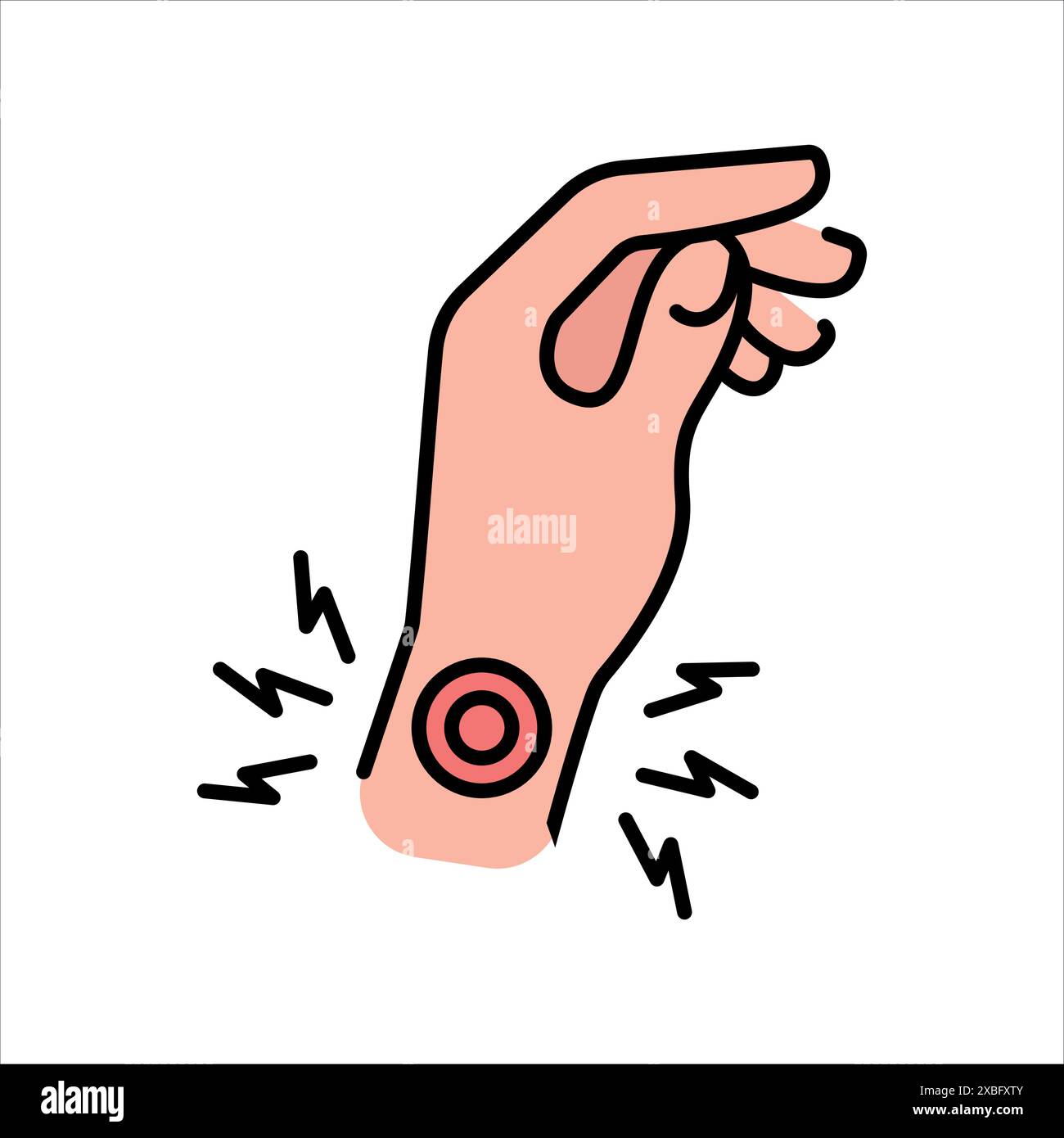 Hand sprain line color icon. Household injuries sign for web page ...