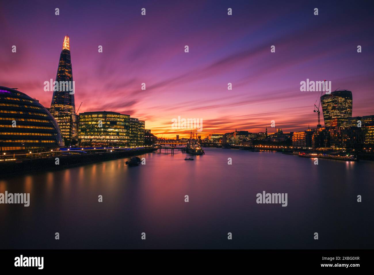 Long exposure, London cityscape with a dramatic sky, featuring ...