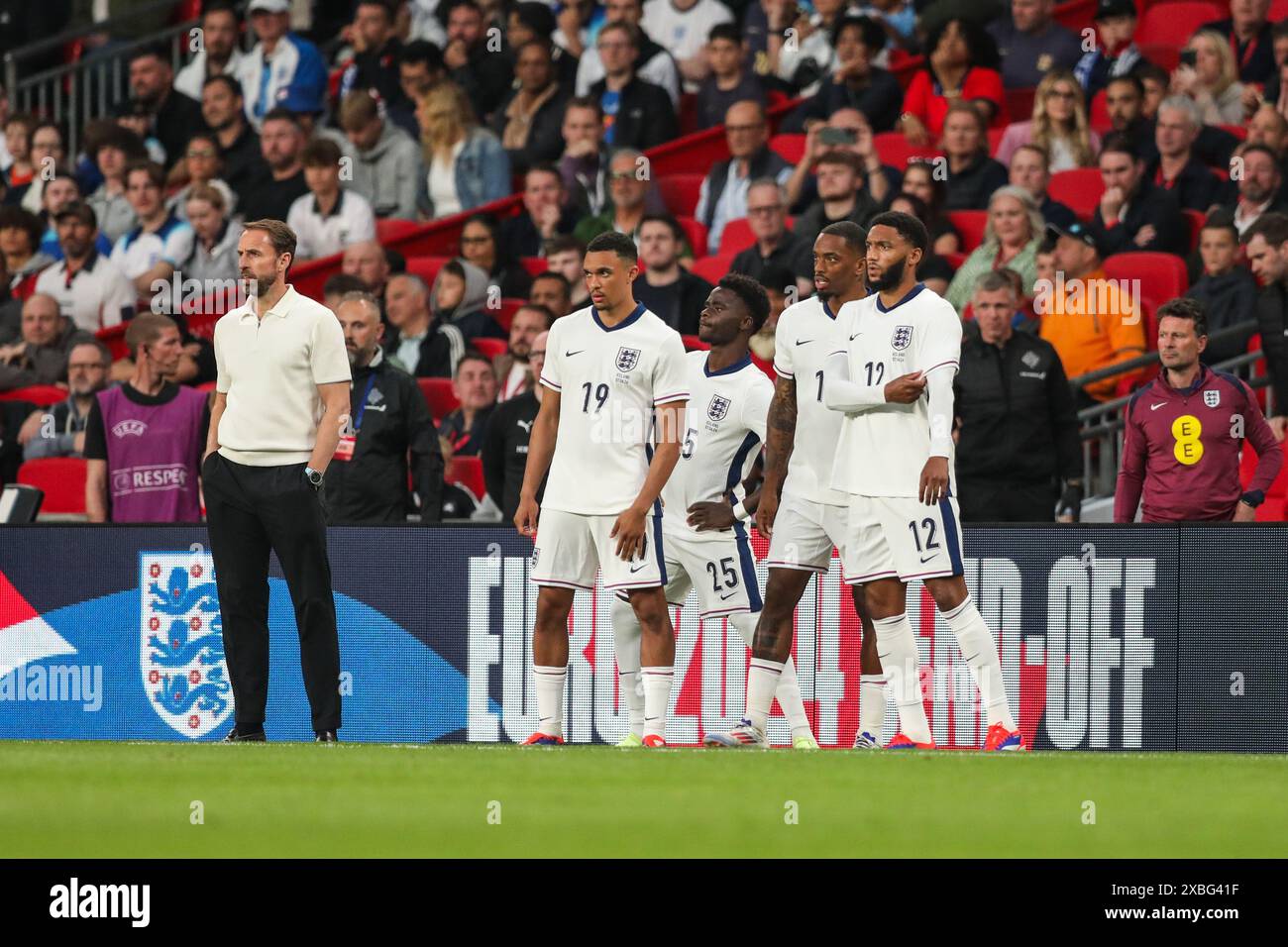 Manager of England, Gareth Southgate with England subs Trent Alexander ...