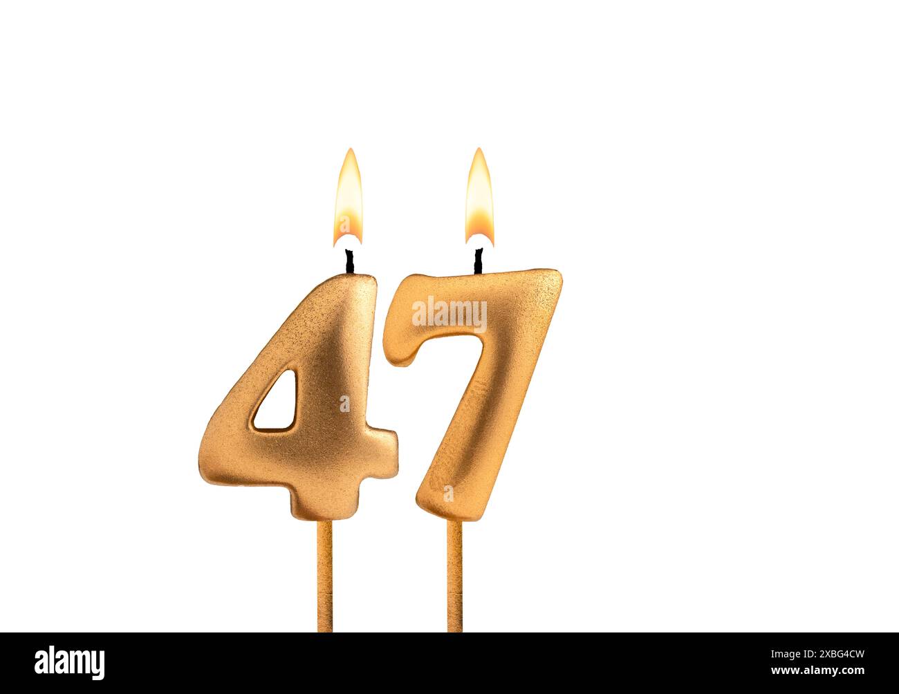 Golden candle number 47 - Birthday on white background Stock Photo - Alamy