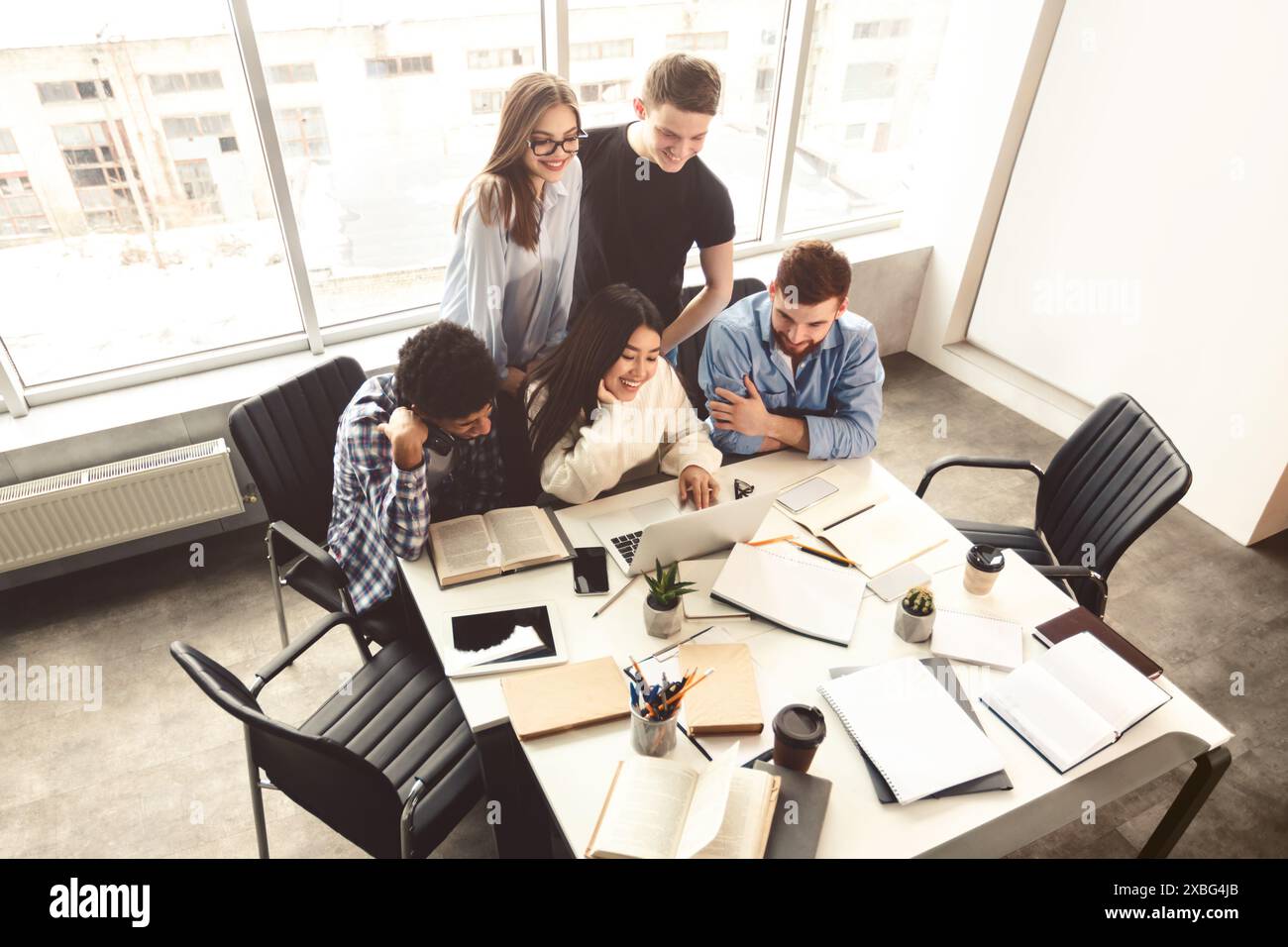 Multiracial female group students writing hi-res stock photography and ...