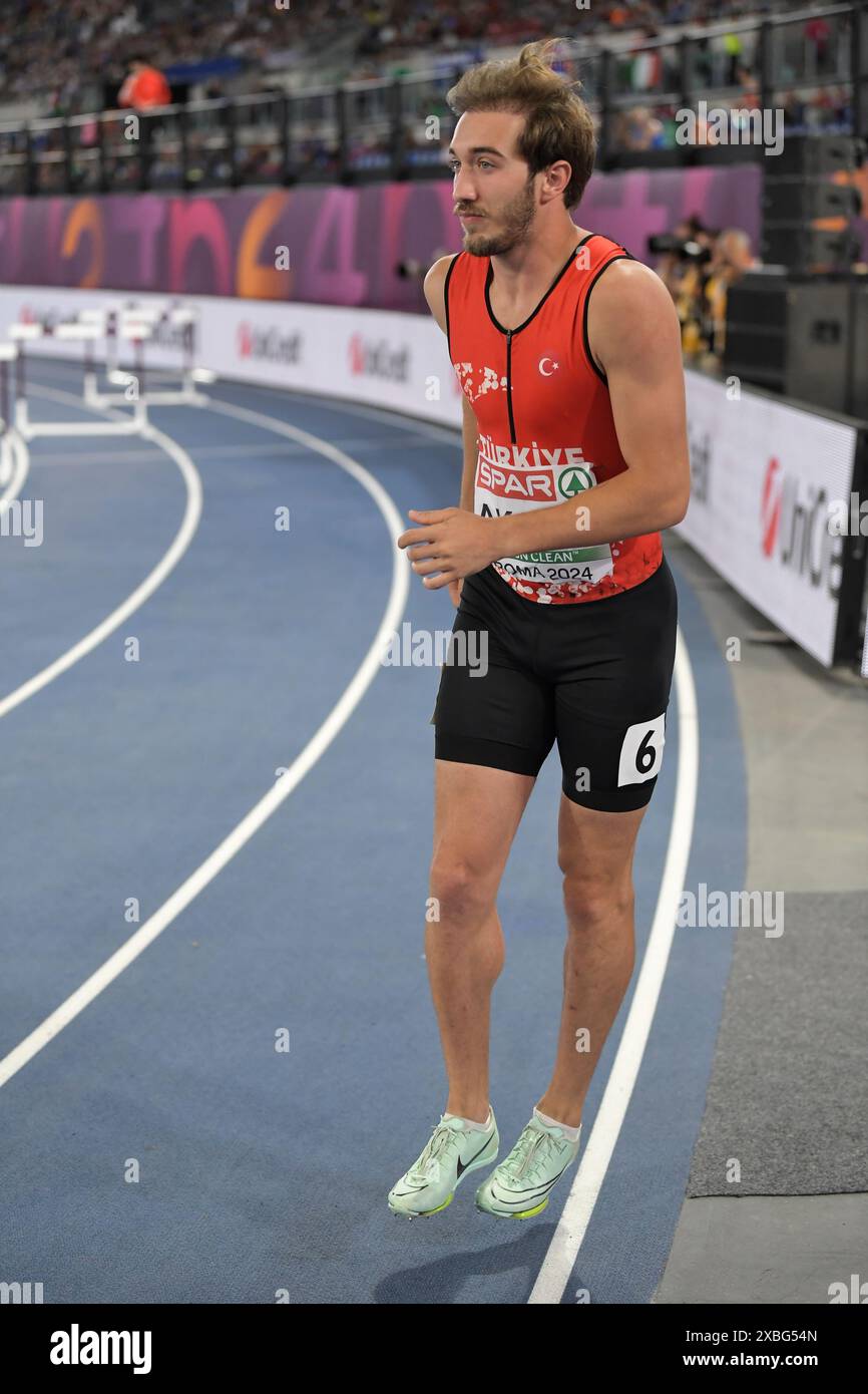 Berke Akçam of Turkey competing in the men’s 400m hurdles final at the ...