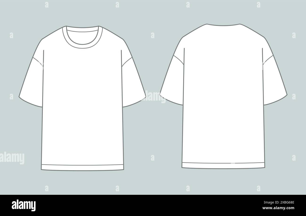 Simple t shirts line templates. Front and back view. Vector ...
