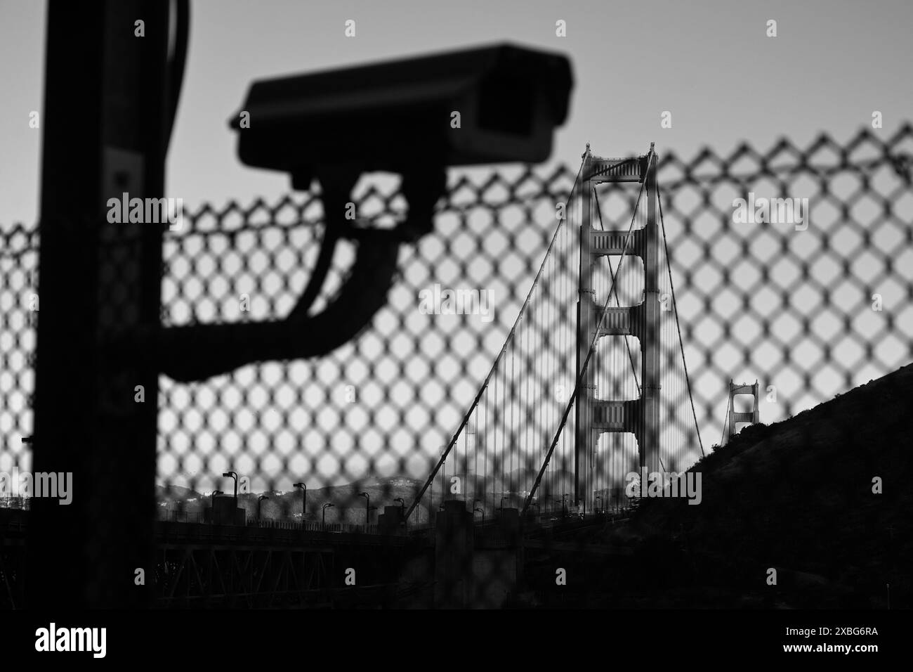 Surveillance camera near the Golden Gate Bridge in San Francisco Stock ...