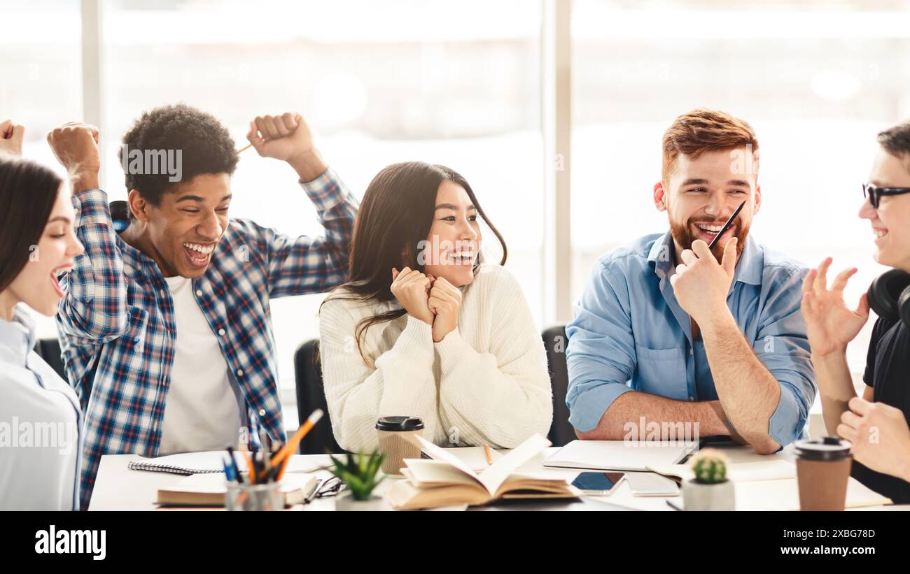 Group of People Laughing at Conference Table Stock Photo - Alamy