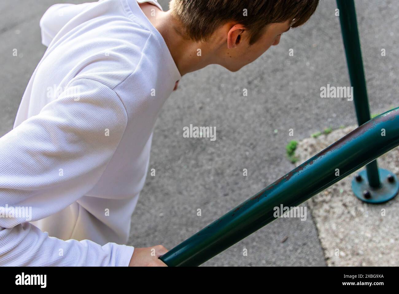 Hold onto railing hi-res stock photography and images - Alamy