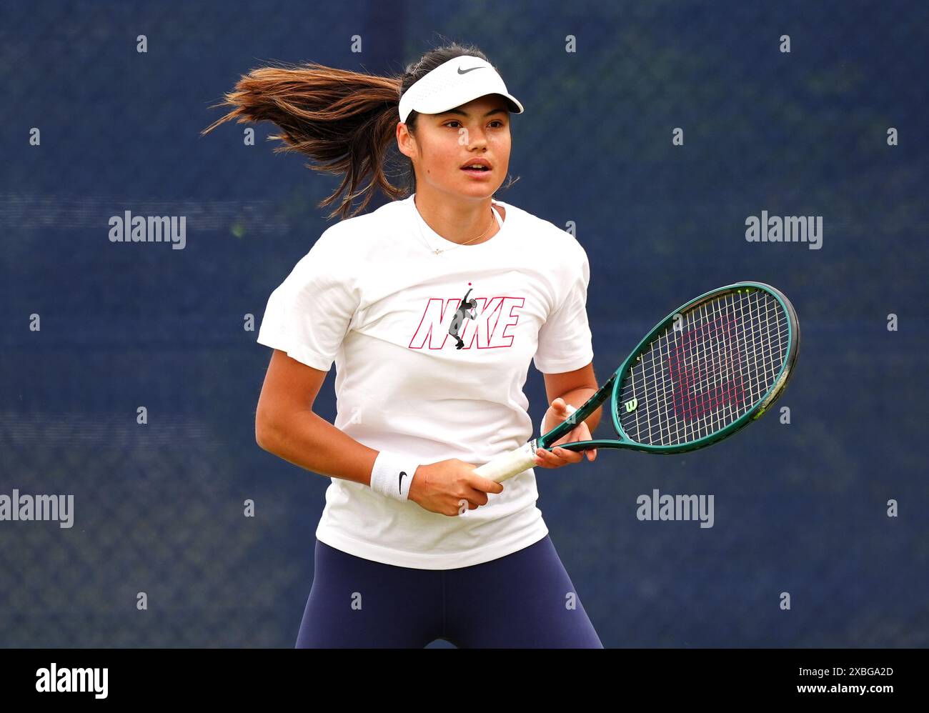 Emma Raducanu during a practice session on day three of the Rothesay ...