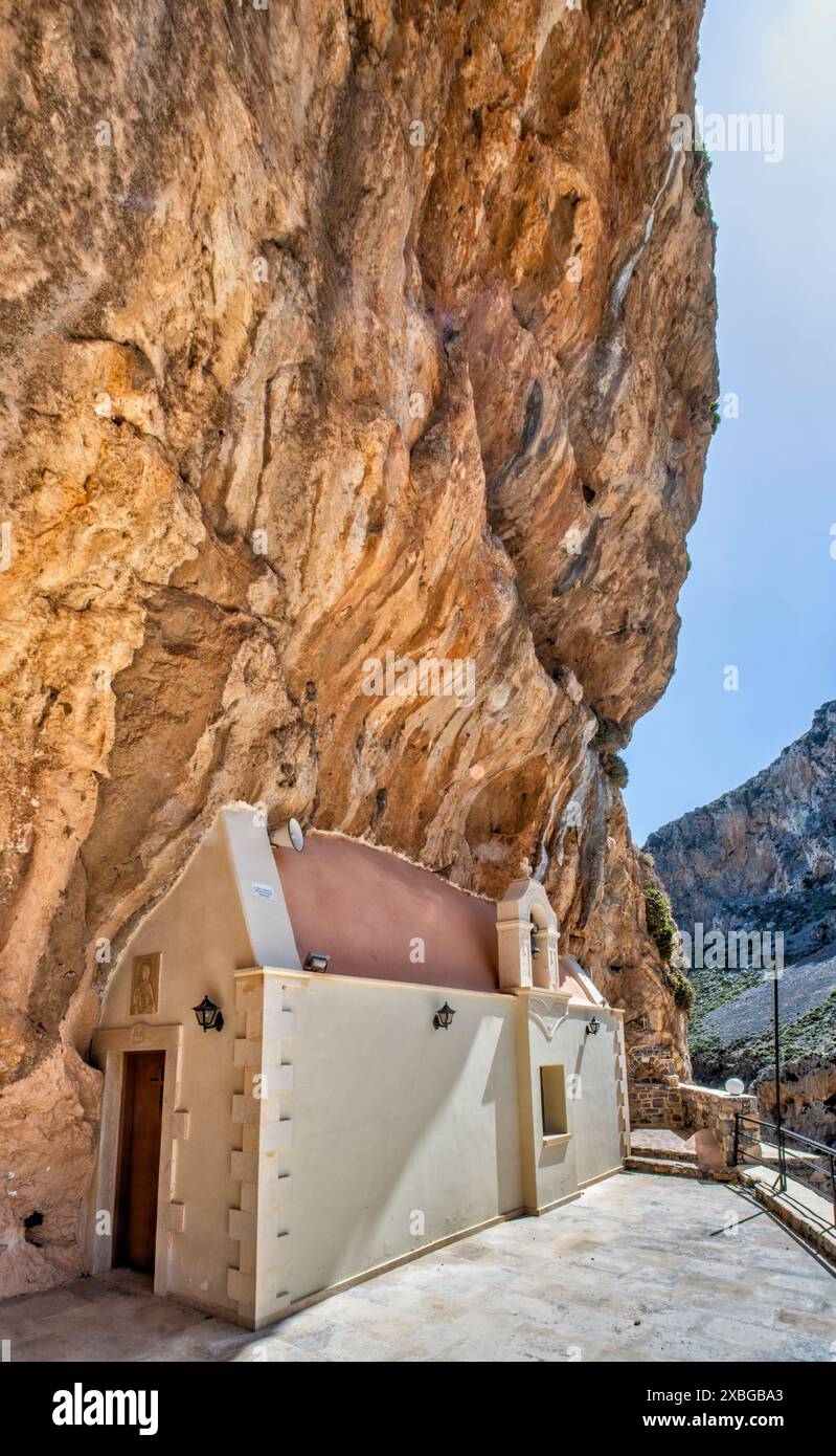 On the rock overhang in the kourtaliotiko gorge hi-res stock ...