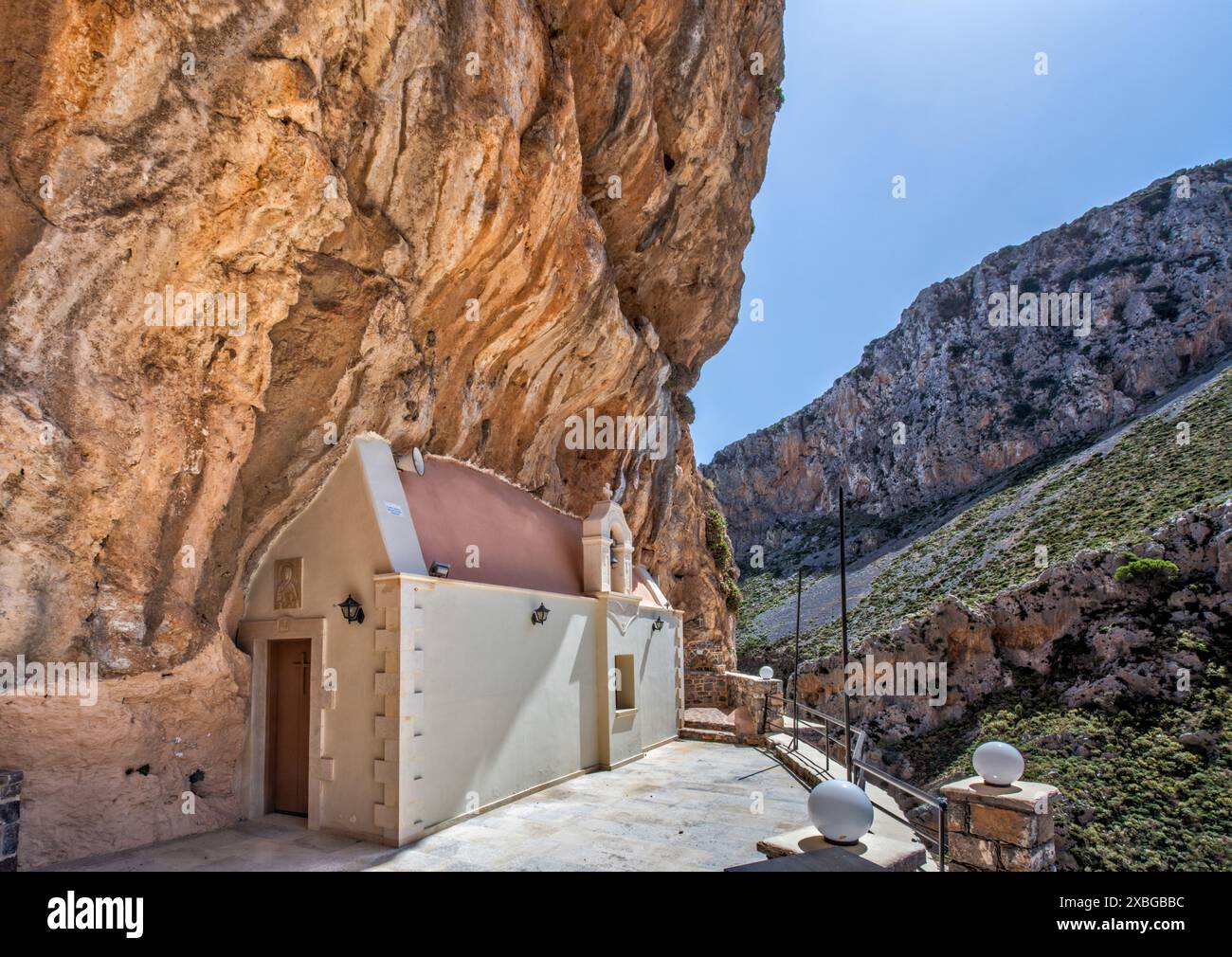 Agia Kiriaki Church, 1853, rock overhang in Kourtaliotiko Gorge, on ...