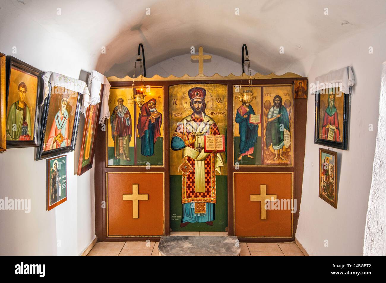 Iconostasis at Ieros Naos (Holy Temple), village church, near town of ...