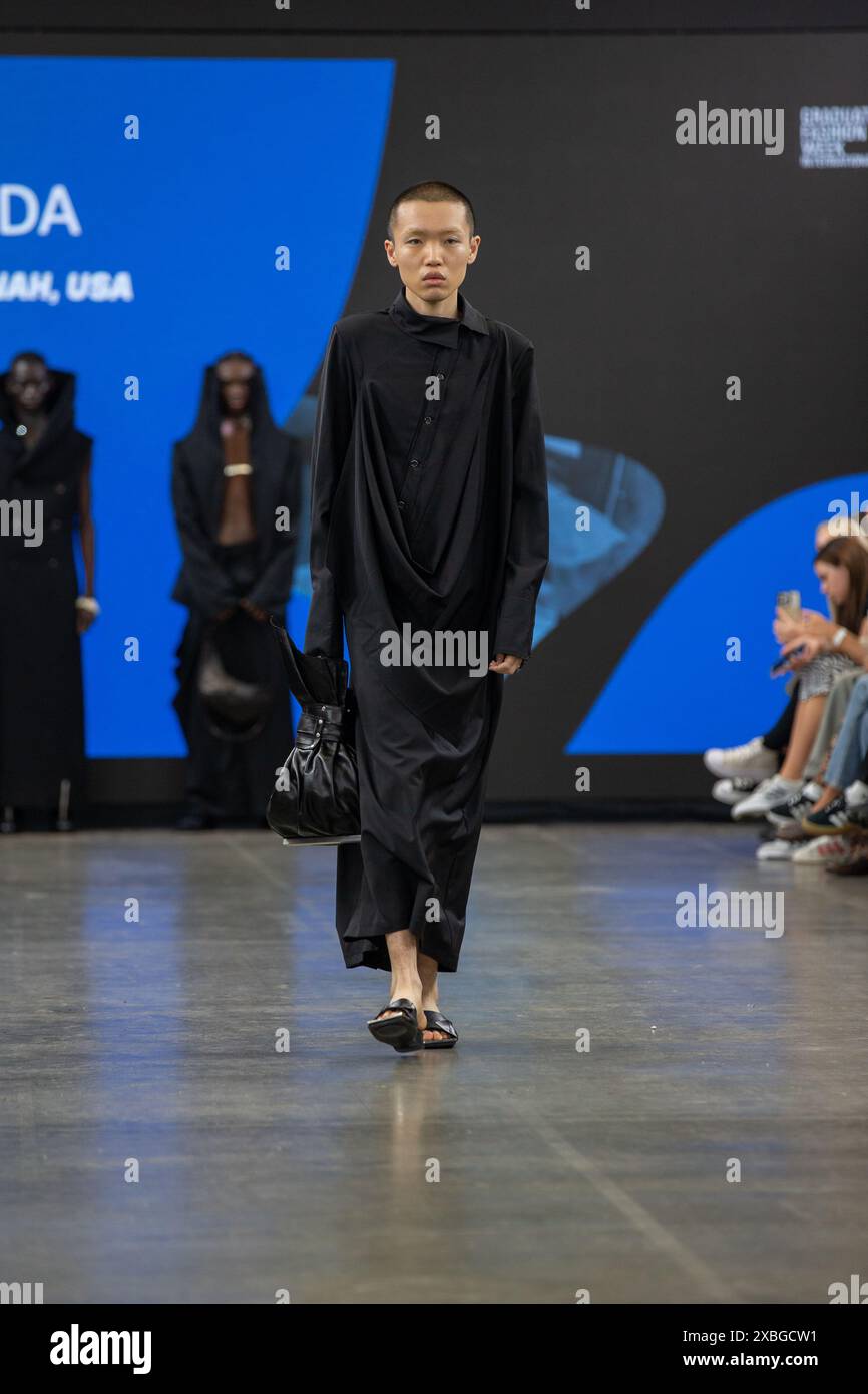 London, UK. 12th June, 2024. GFW international catwalk Graduate Fashion ...