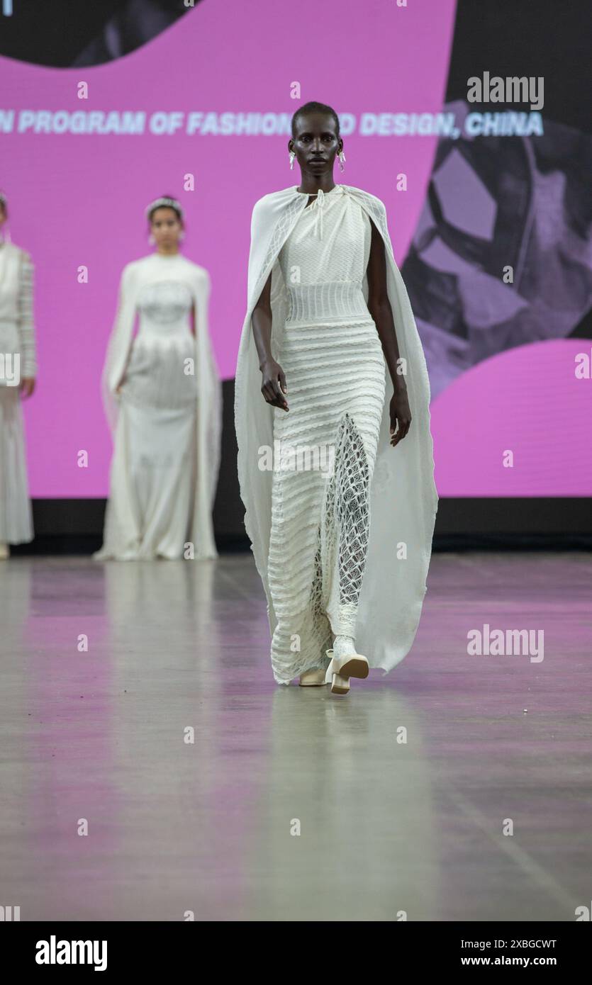 London, UK. 12th June, 2024. GFW international catwalk Graduate Fashion ...