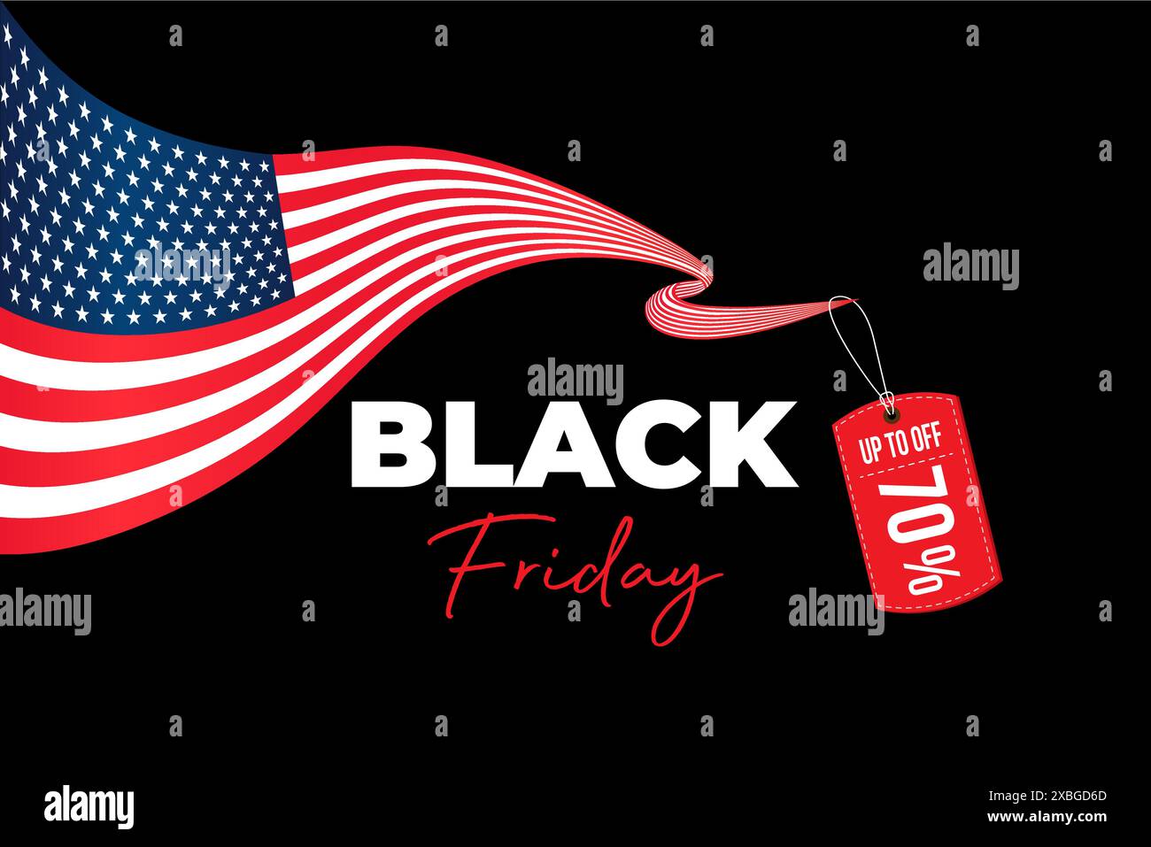 Black Friday American flag with Black Friday Sale 70% discount vector ...