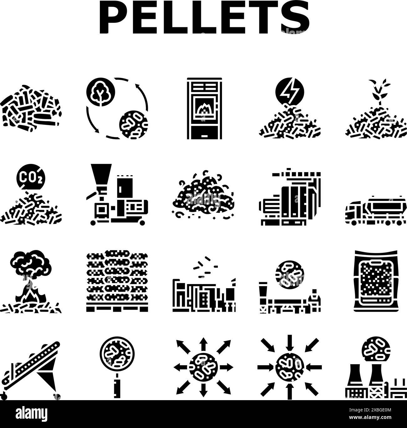 wood pellets timber plywood icons set vector Stock Vector Image & Art ...