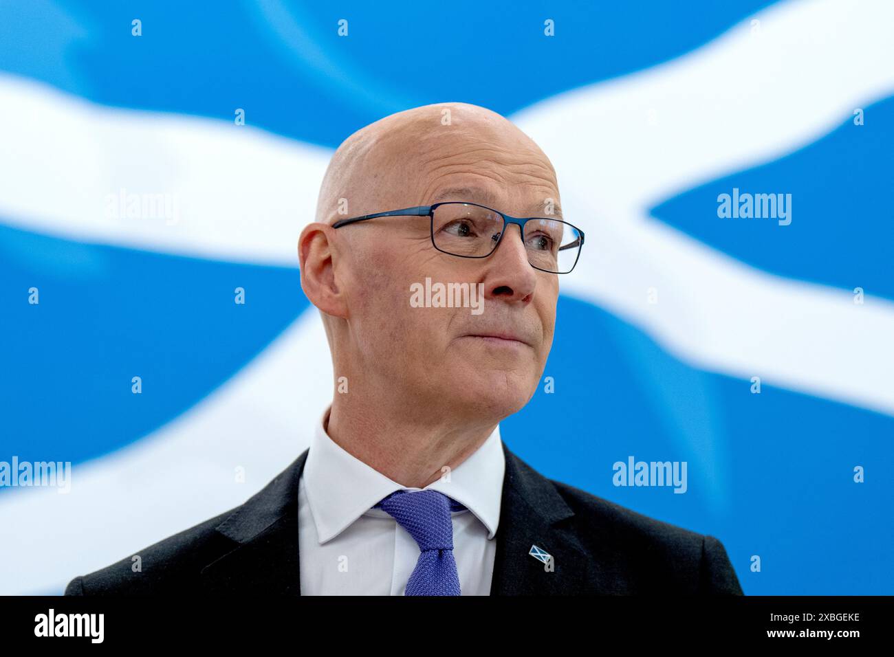 Scottish First Minister and SNP leader John Swinney during a visit to ...