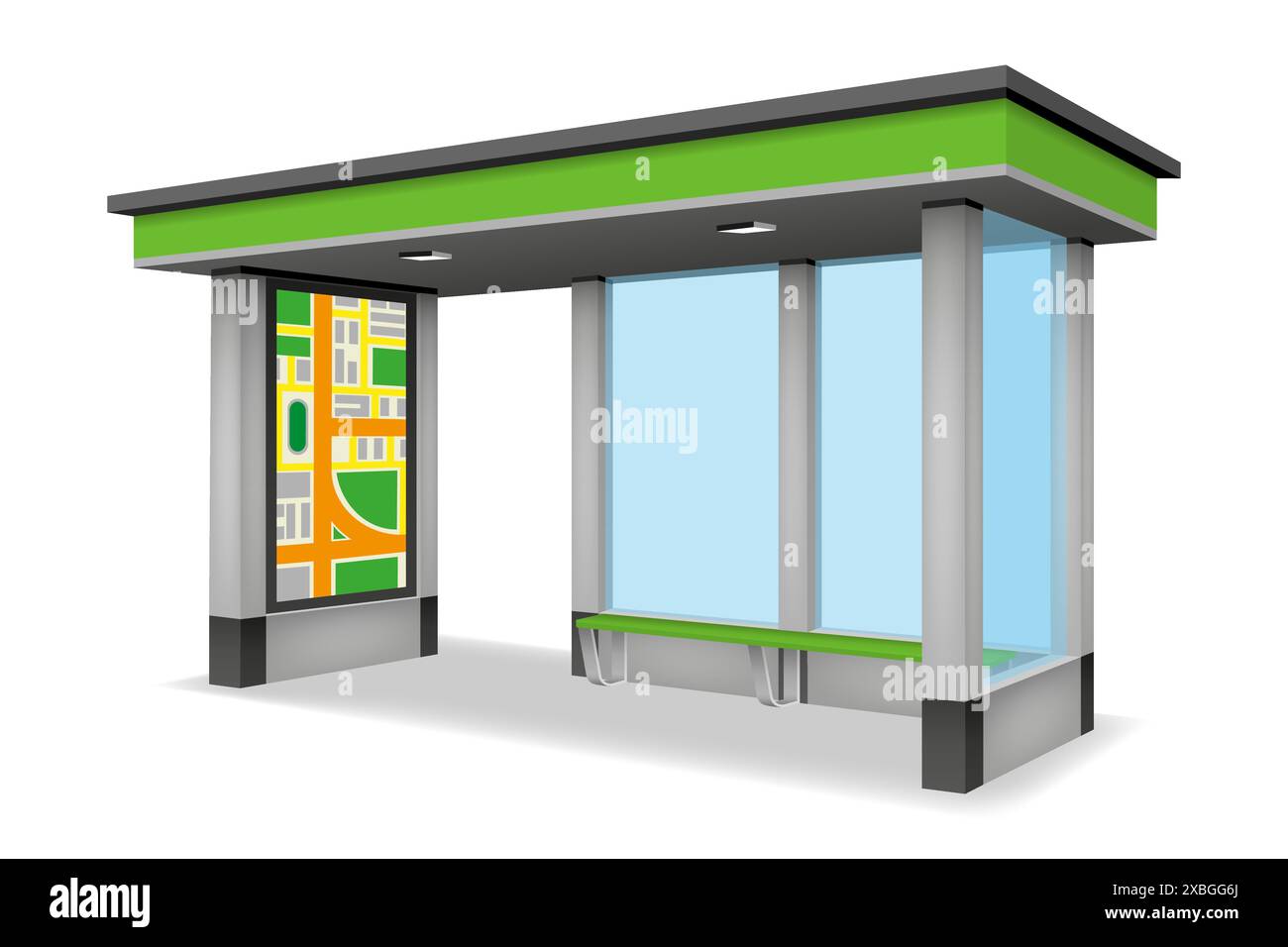 modern city bus stop vector illustration isolated on white background ...