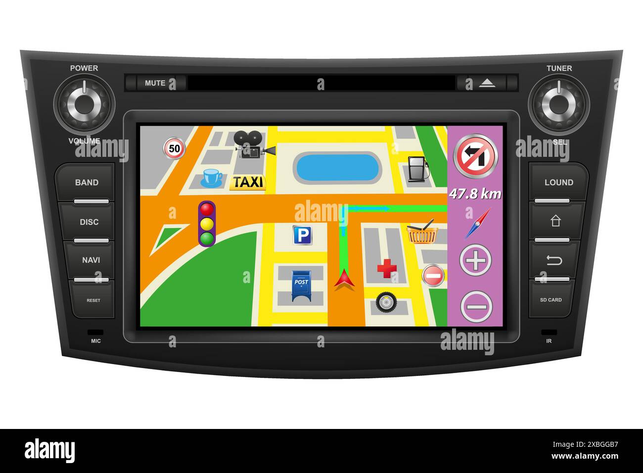 car multimedia with touchscreen vector illustration isolated on white ...