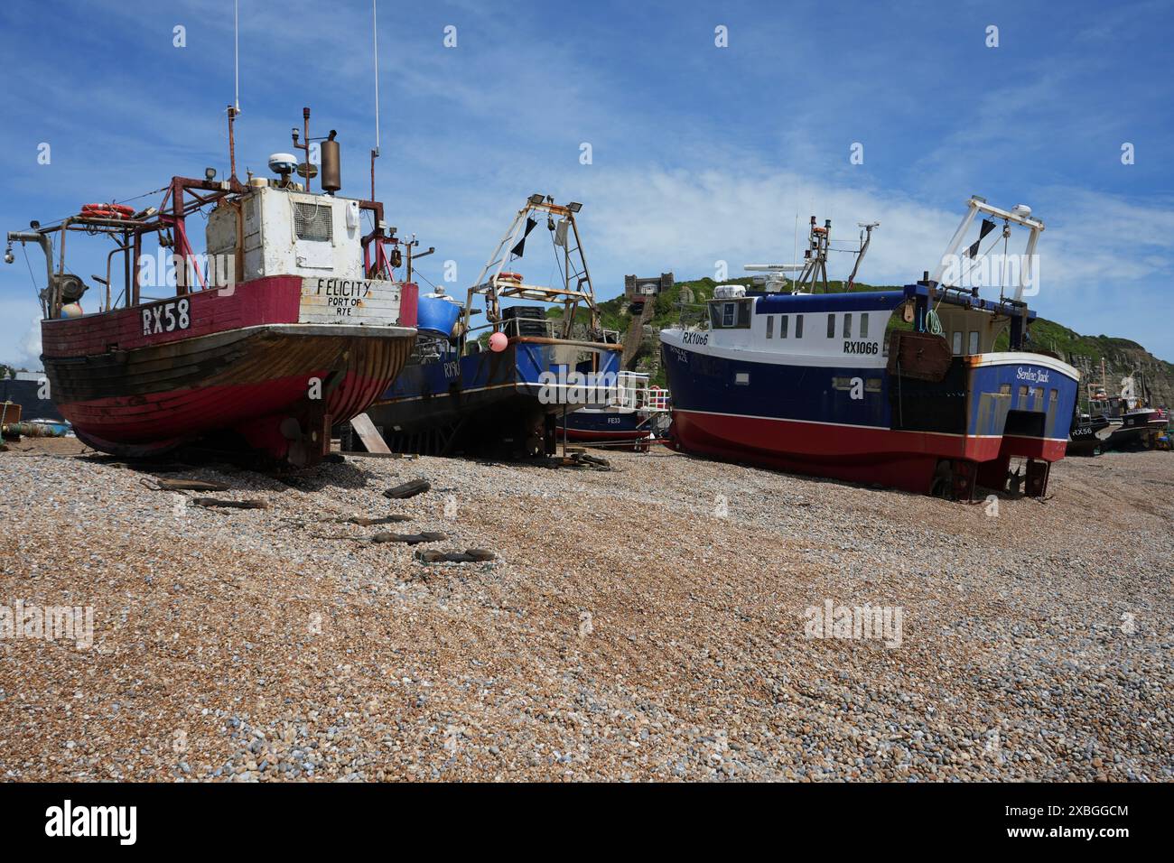 Fishing boats Felicity and Senlac Jack on The Stade Beach with the East ...