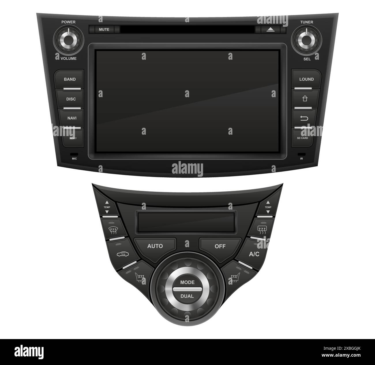 car multimedia system with climate control panel vector illustration isolated on white ...
