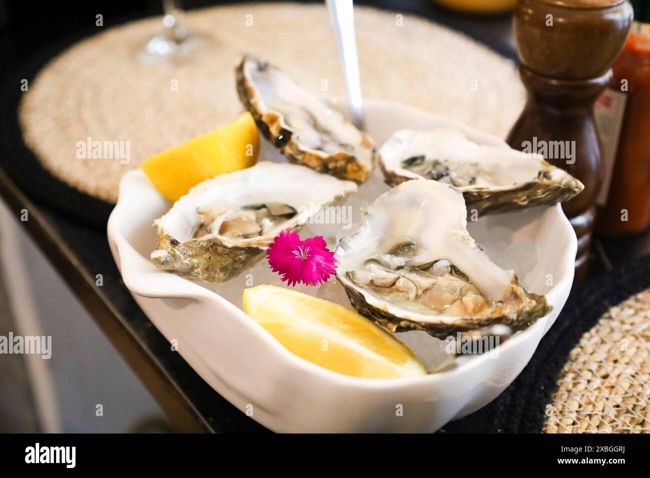 French Gillardeau oyster platter in a restaurant Stock Photo - Alamy