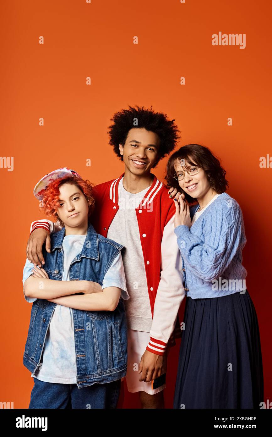 Diverse group of young friends, including a nonbinary individual ...