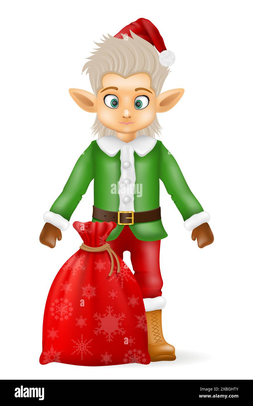 christmas elf santa claus helper vector illustration isolated on white ...
