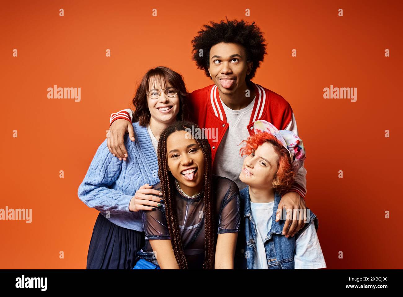 A diverse group of young friends, including a nonbinary individual ...