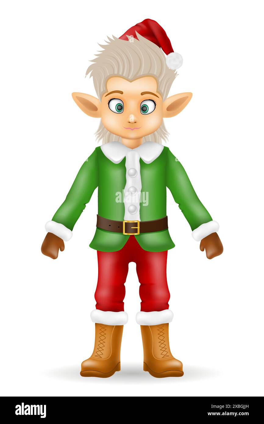 christmas elf santa claus helper vector illustration isolated on white ...