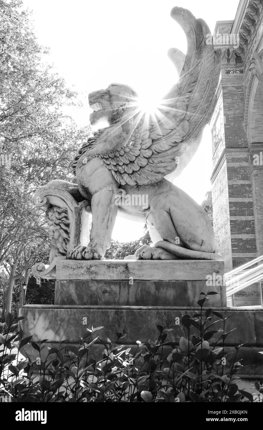Mythological creature sphinx in The Velazquez Palace, in el Retiro Park ...