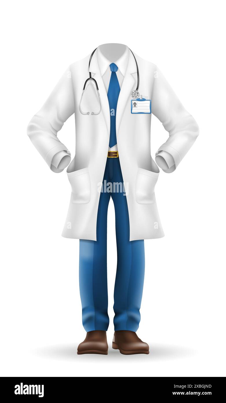 doctor in a robe, uniform, work clothes vector illustration isolated on ...