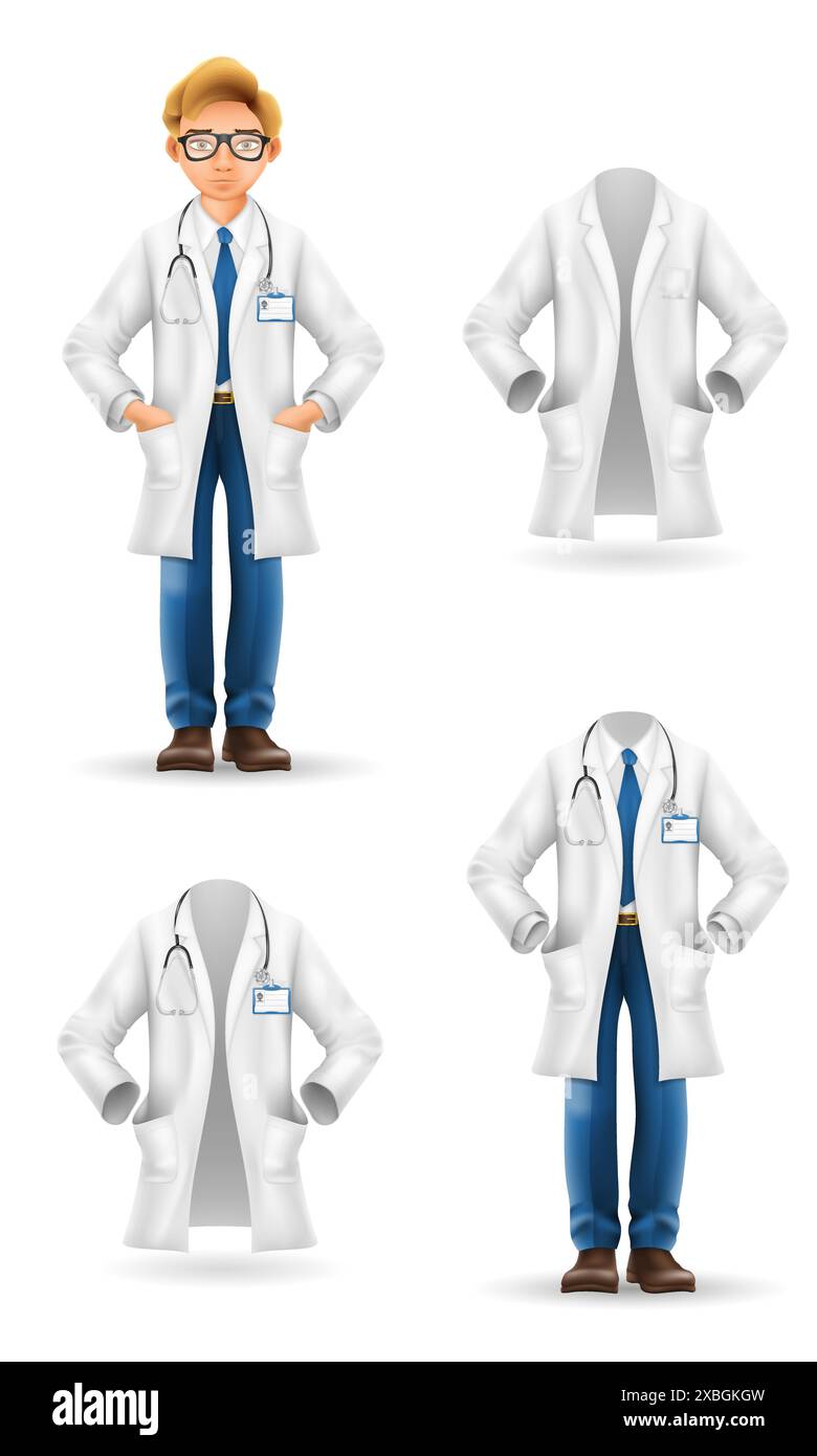 doctor in a robe, uniform, work clothes vector illustration isolated on ...