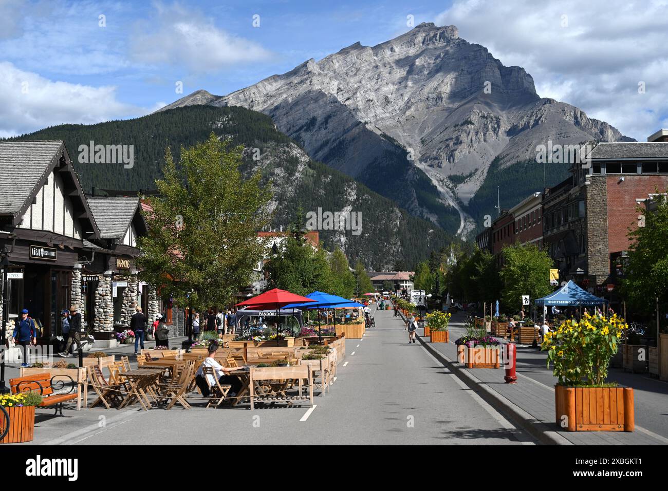 Banff, Alberta, Canada - August 10, 2023: Central street the city of ...
